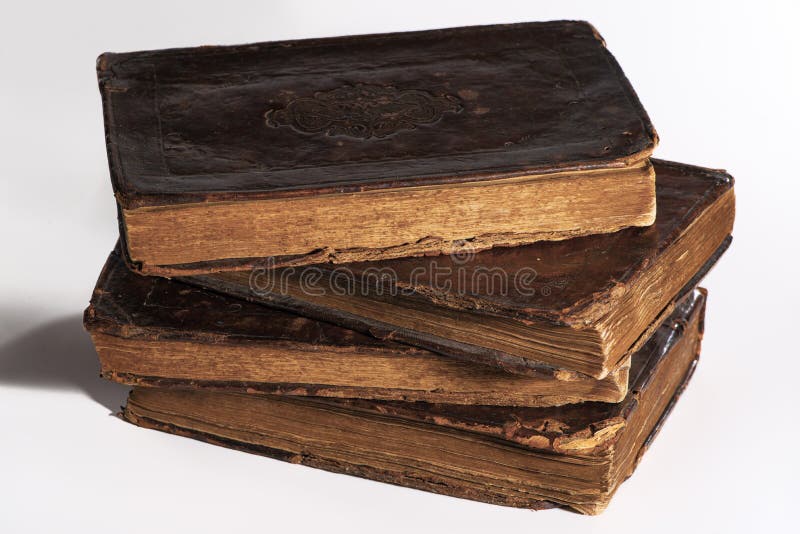 Stack of Old Worn Shabby Jewish Books in Leather Binding on the Open ...