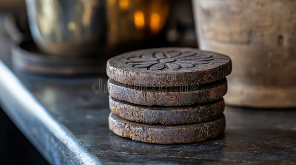 A Stack of Old, Worn, and Tarnished Coasters. Stock Photo - Image of ...