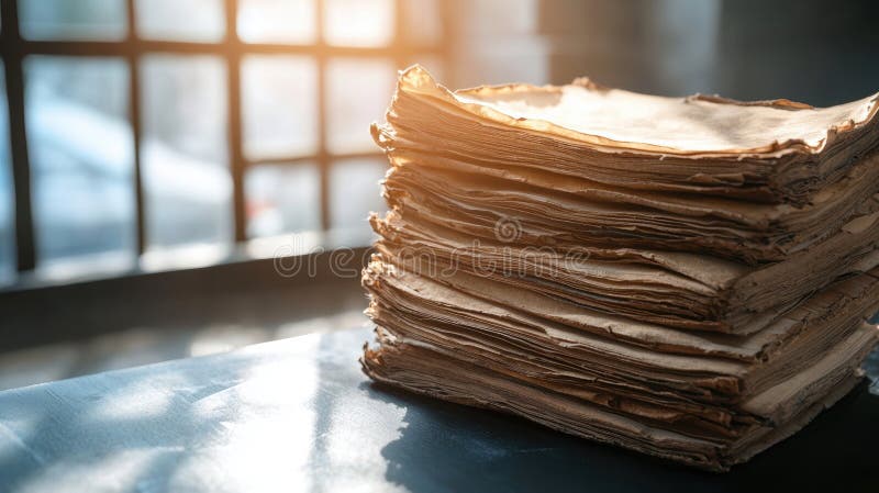 A Stack of Old, Yellowed Papers. Stock Photo - Image of black, surface ...