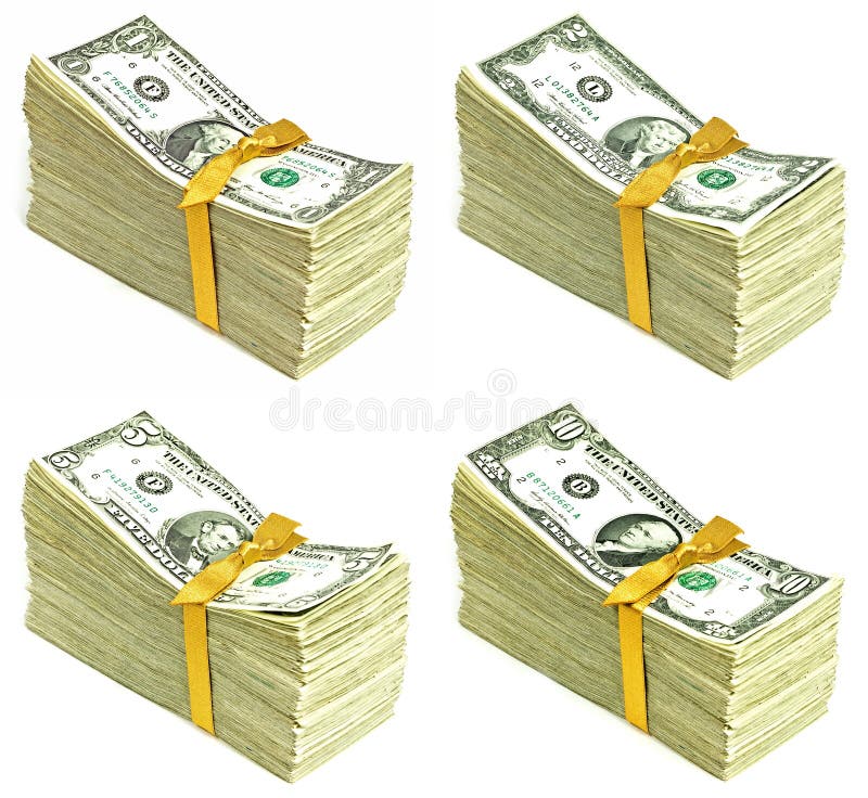 Stack of Older United States Currency Stock Photo - Image of income ...