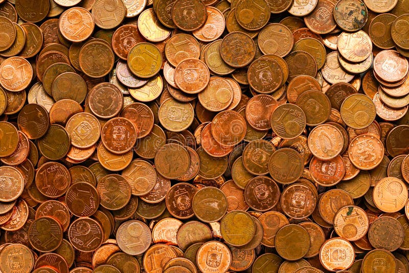 Stack One Euro Cent Coins Copper Plated Steel Material Stock Photos ...