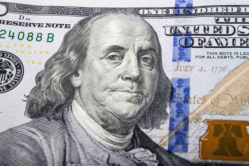 Close Up of One Hundred Dollar Banknotes. Business and Finance Concept ...