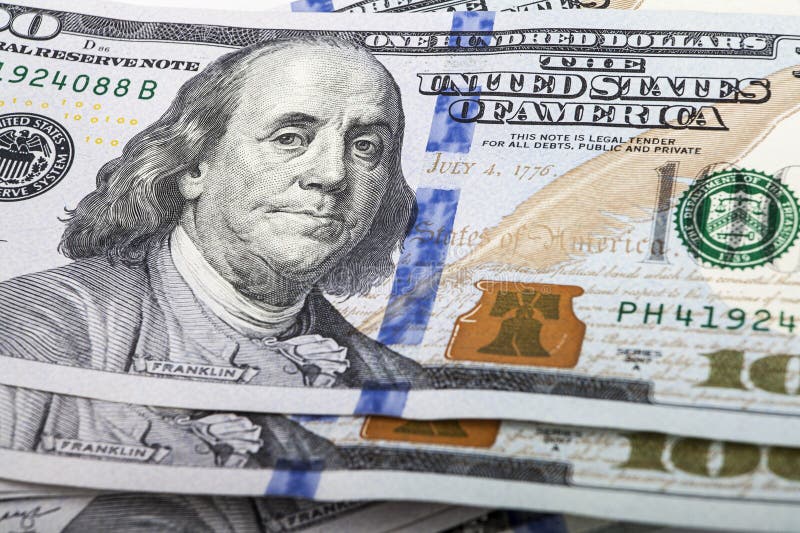 Close Up of One Hundred Dollar Banknotes. Business and Finance Concept ...