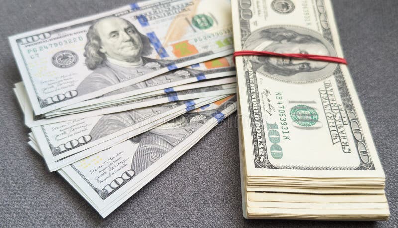 Stack of One Hundred Dollar Bills Close-up. Stock Photo - Image of ...