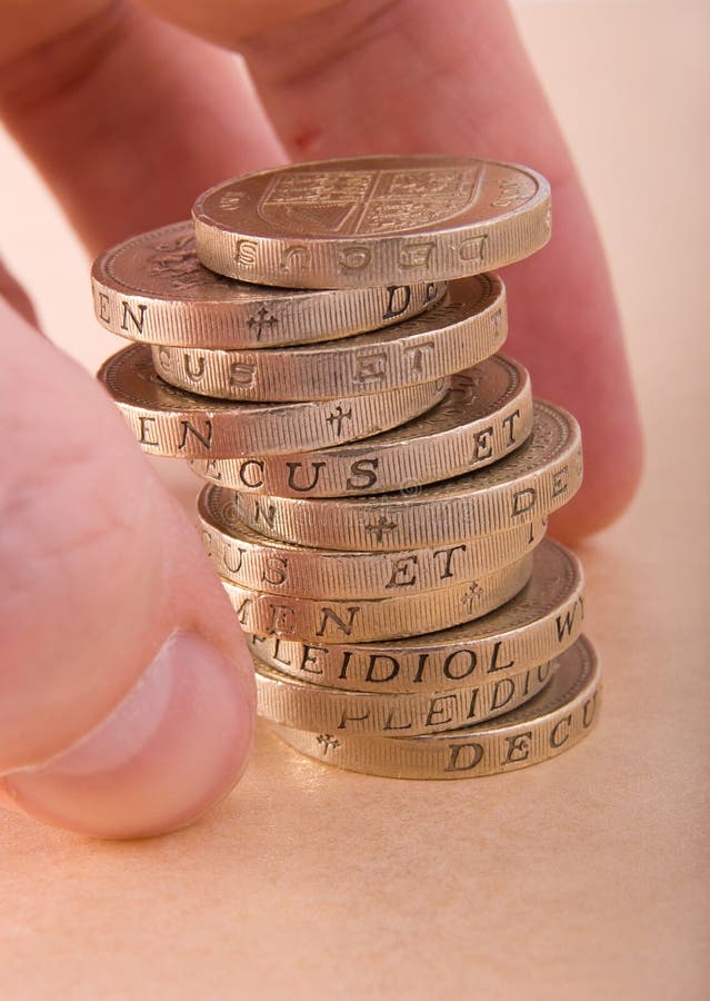 Stack of One Pound Coins stock photo. Image of currency - 11770568