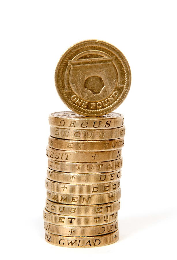 Stack of one pound coins stock image. Image of england - 32033927