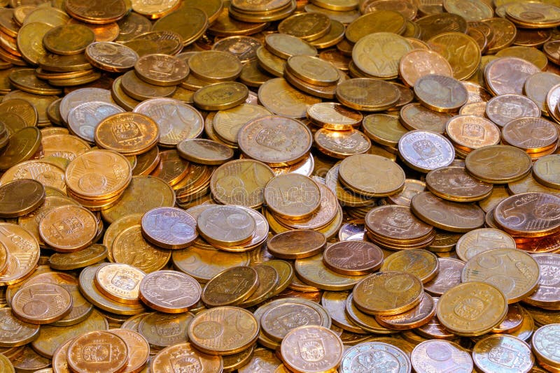 A Stack of One, Two and Five Euro Cent Coins Stock Image - Image of ...
