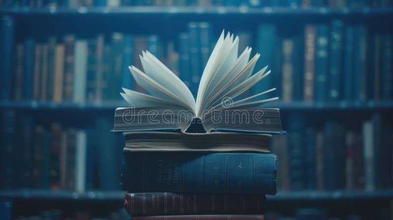The Stack of Open Books. AI Generated Stock Image - Image of classic, bookshelf: 372007723