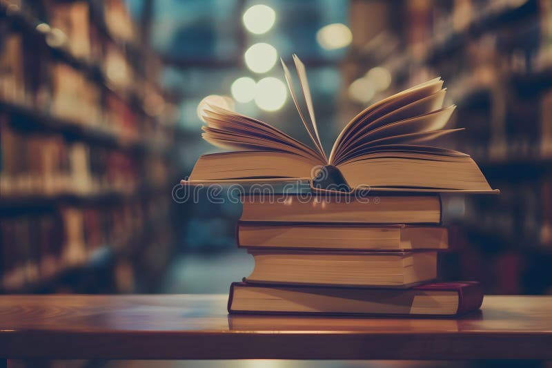 Stack of Open Books with Book Standing Upright on Top, Symbolizing ...