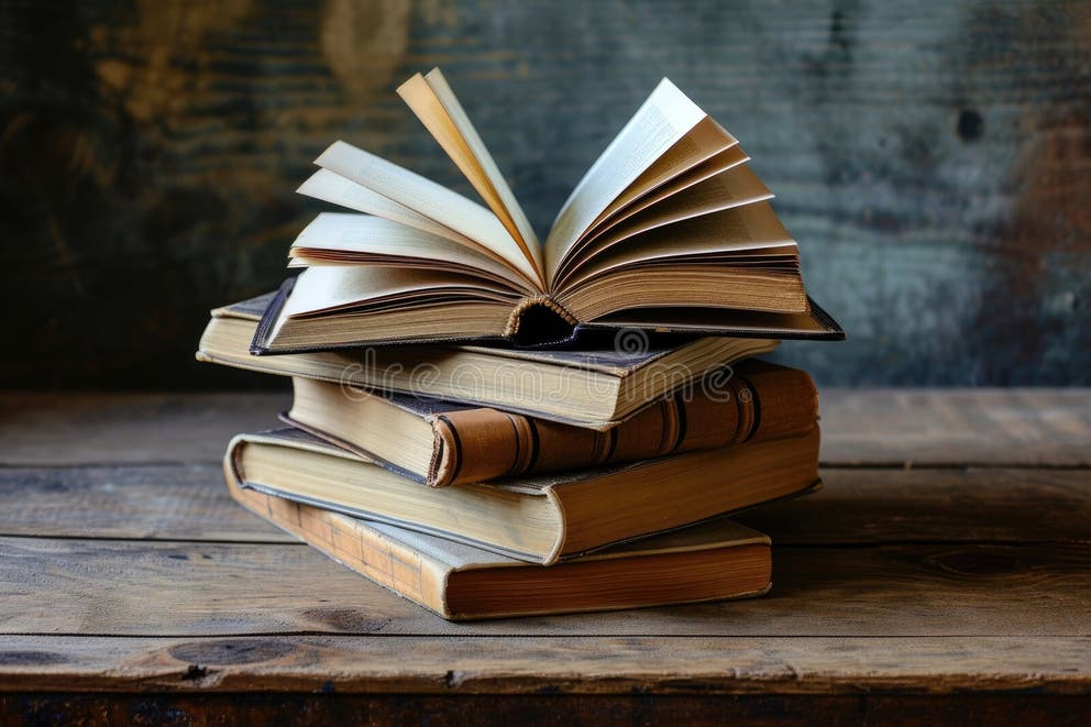 A Stack of Open Books with Pages Fluttering, Conveying the Notion of ...