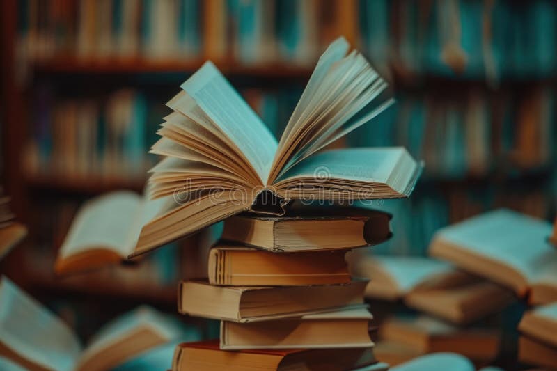 A Stack of Open Books with Pages Fluttering, Conveying the Notion of ...