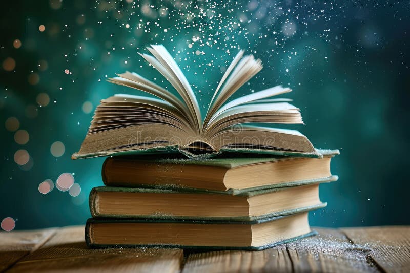 A Stack of Open Books with Pages Fluttering, Conveying the Notion of ...