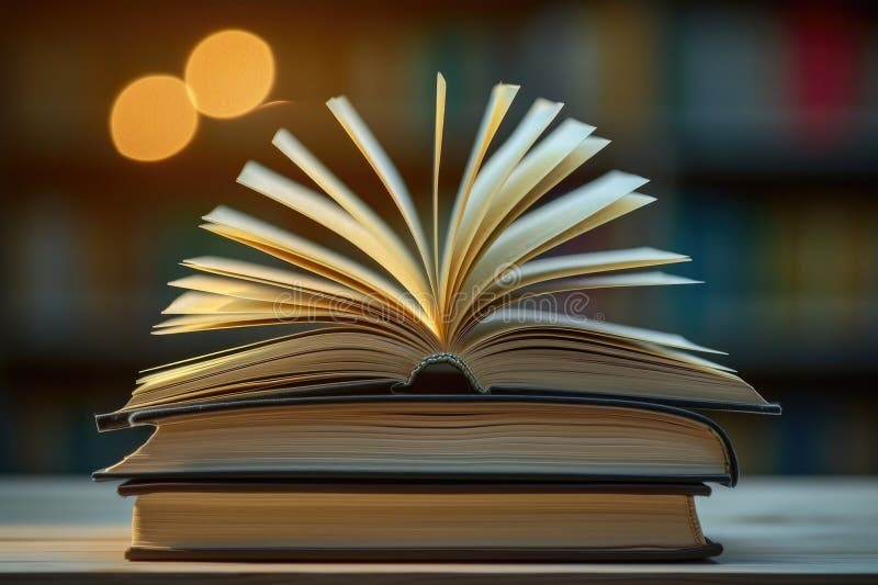 A Stack of Open Books with Pages Fluttering, Conveying the Notion of ...