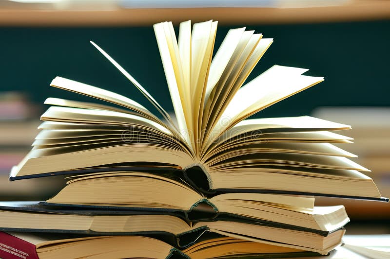 A Stack of Open Books with Pages Fluttering, Conveying the Notion of ...