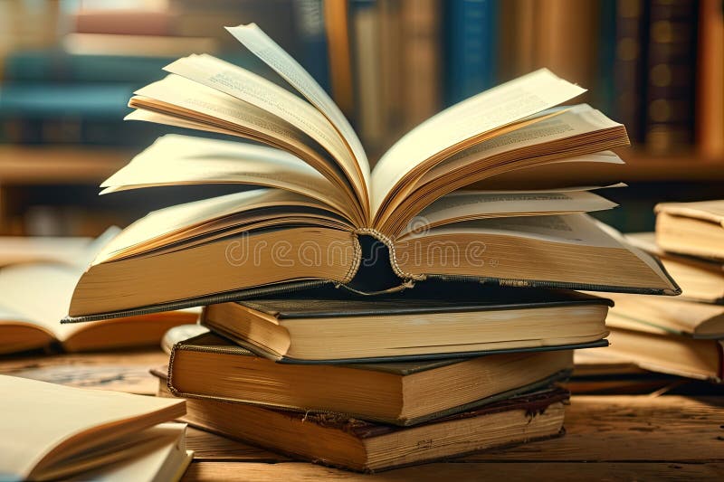 A Stack of Open Books with Pages Fluttering, Conveying the Notion of ...