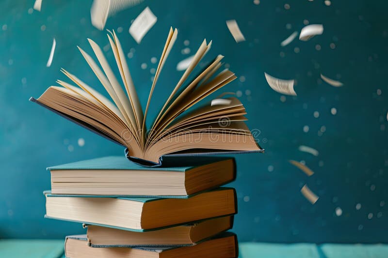 A Stack of Open Books with Pages Fluttering, Conveying the Notion of ...
