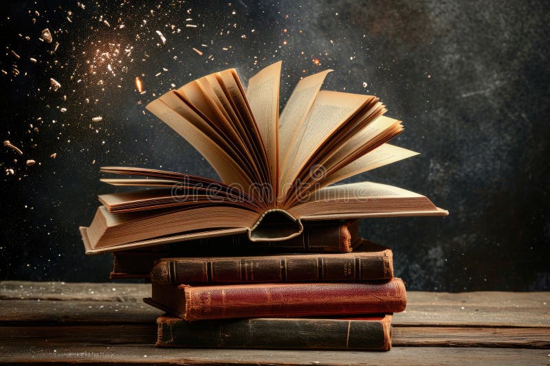 A Stack of Open Books with Pages Fluttering, Conveying the Notion of ...