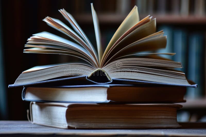 A Stack of Open Books with Pages Fluttering, Conveying the Notion of ...