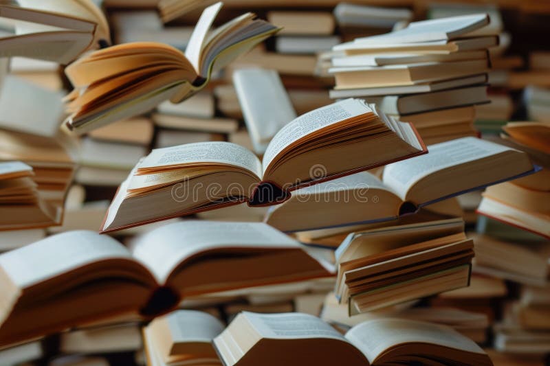 A Stack of Open Books with Pages Fluttering, Conveying the Notion of ...