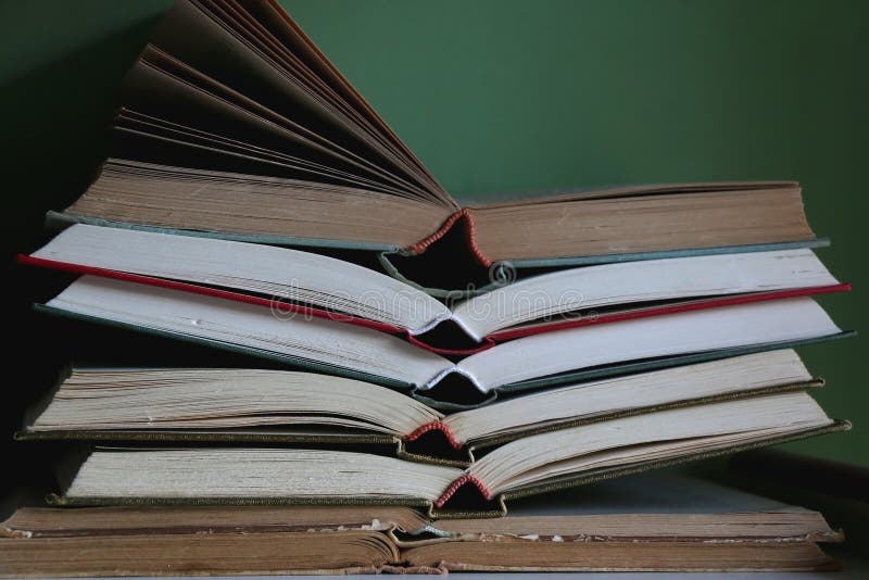 Stack of Open Books stock image. Image of leisure, fiction - 239988323