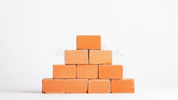 Stack of Orange Bricks Arranged in a Pyramid Shape on a White ...