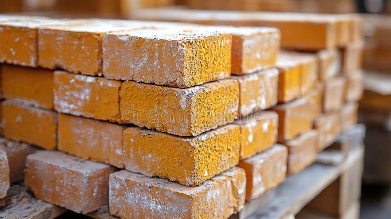 Stack of Orange Bricks, Construction Material, Close-up View Stock ...