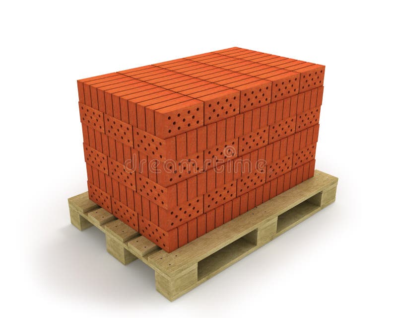 Stack of Orange Bricks on Pallet Stock Illustration - Illustration of ...