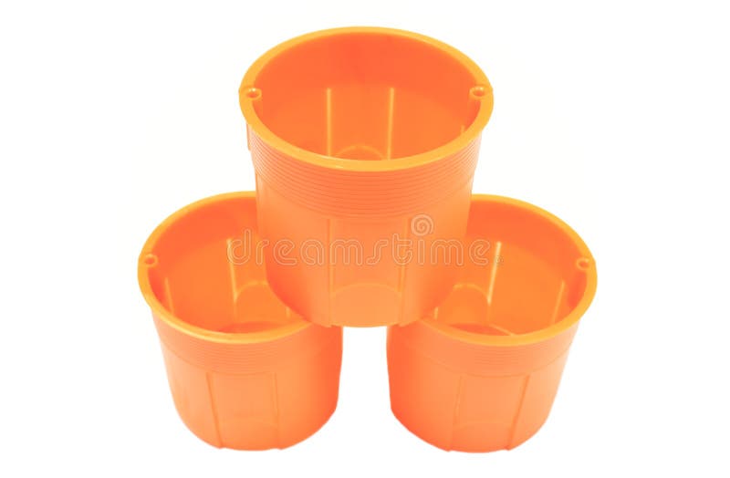 Stack of Orange Electrical Boxes on White Background Stock Image ...