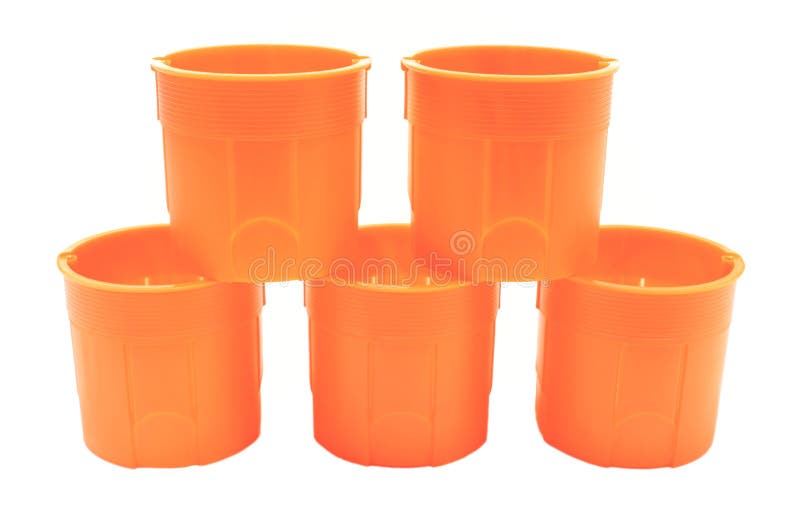 Stack of Orange Electrical Boxes on White Background Stock Image ...