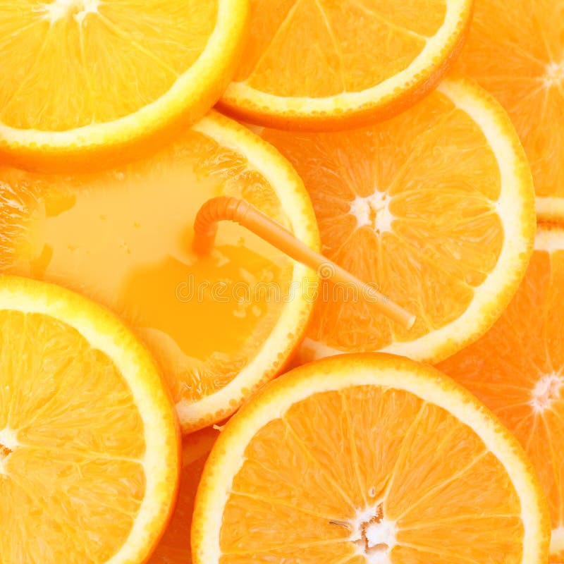 Stack of Orange Fruit Slices with Juice Splash. Stock Image - Image of ...
