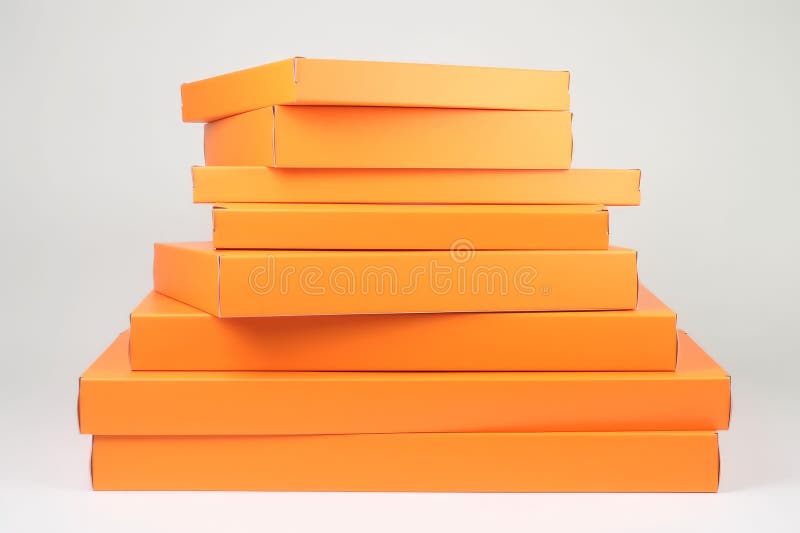 Stack Orange Pizza Boxes Carton. Generate Ai Stock Photo - Image of ...