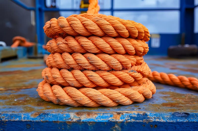 A Stack of Orange Ropes Sitting on Top of a Blue Platform. Generative ...
