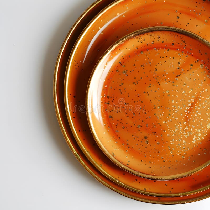 Stack of Orange Speckled Plates Stock Photo - Image of artistic ...