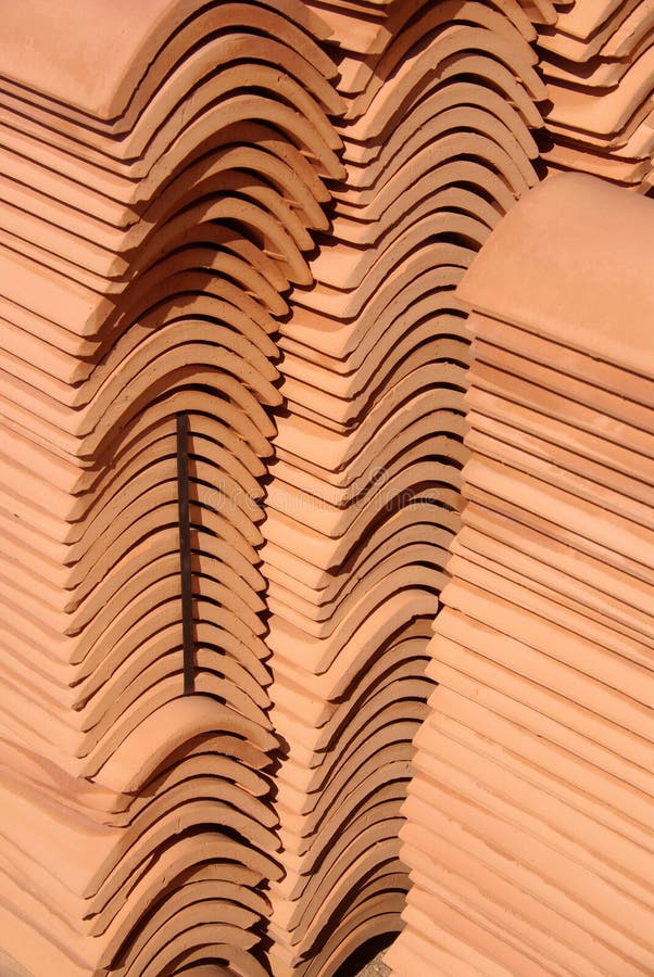 A stack of orange tiles stock photo. Image of site, built - 48932728