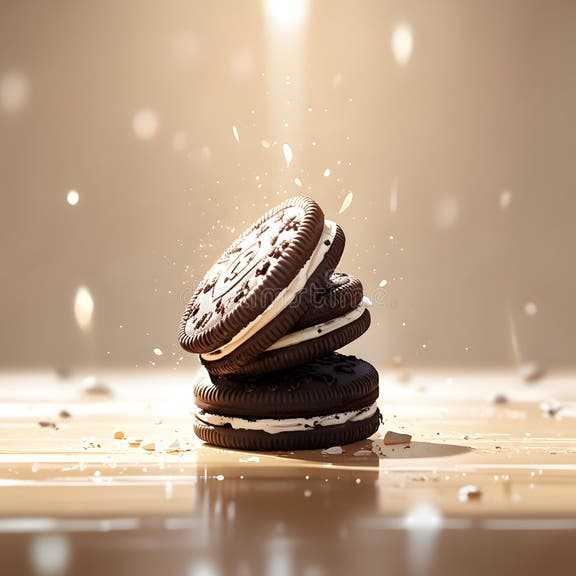 Stack of Oreo Cookies with Light Burst Stock Illustration ...