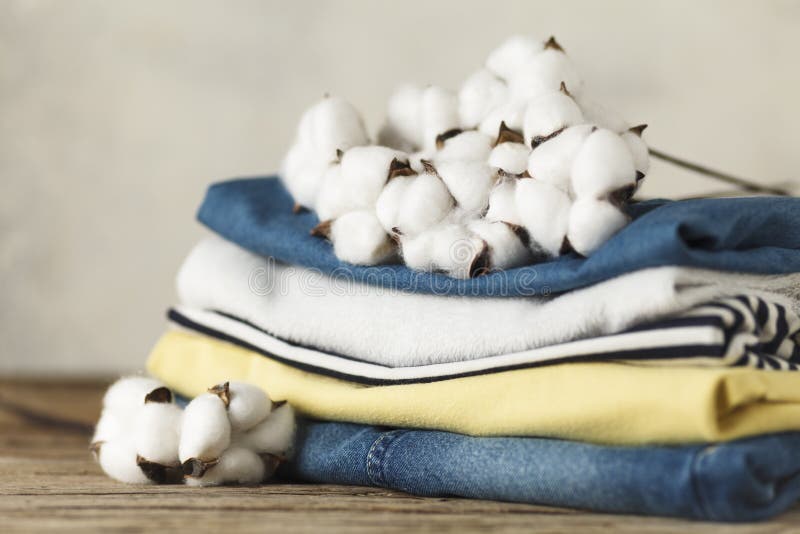 A Stack of Organic Clothing and Cotton Colors. Eco Friendly Fabric Shop ...