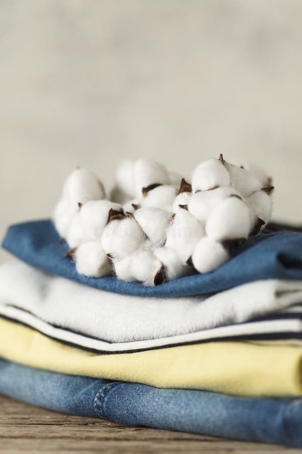 A Stack of Organic Clothing and Cotton Colors. Eco Friendly Fabric Shop ...
