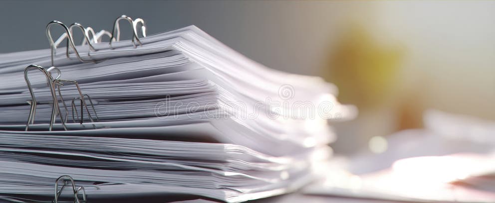 The Stack of Organized Documents with Binder Clips on a Workspace Desk ...
