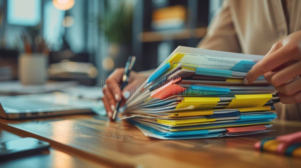 The Stack of Organized Documents. AI Generated Stock Photo - Image of ...