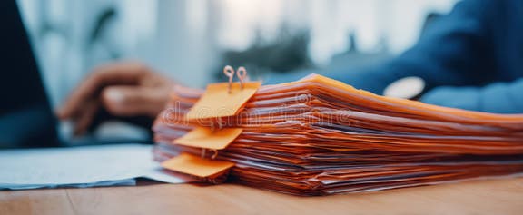 The Stack of Organized Paperwork with Colorful Tabs in a Modern Office ...