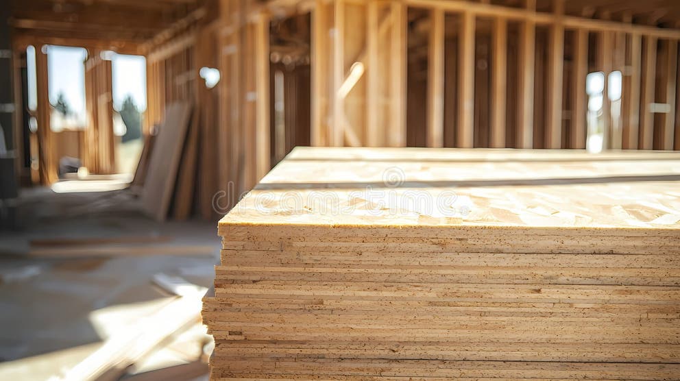 Stack of Oriented Strand Board in a House Under Construction Stock ...