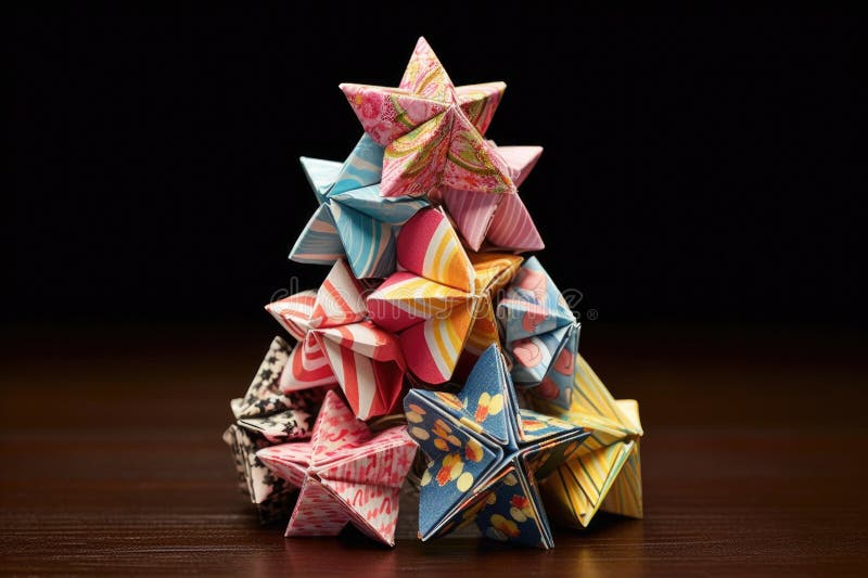 Stack of Origami Stars with Various Patterns Stock Image - Image of ...