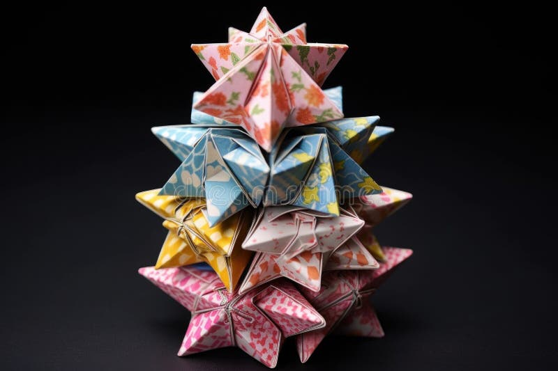 Stack of Origami Stars with Various Patterns Stock Photo - Image of ...