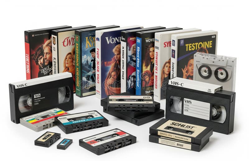 Stack of Outdated Media Including VHS and Cassettes Represents Obsolete ...