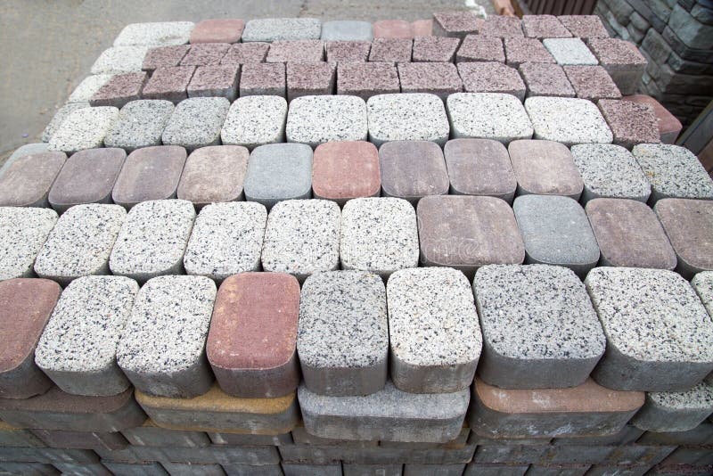 A Stack of Oval and Rectangular Paving Stones of Light Lilac, Beige ...