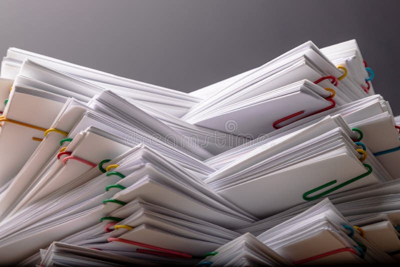 Stack of Overload Document Paper Stock Image - Image of office, report ...