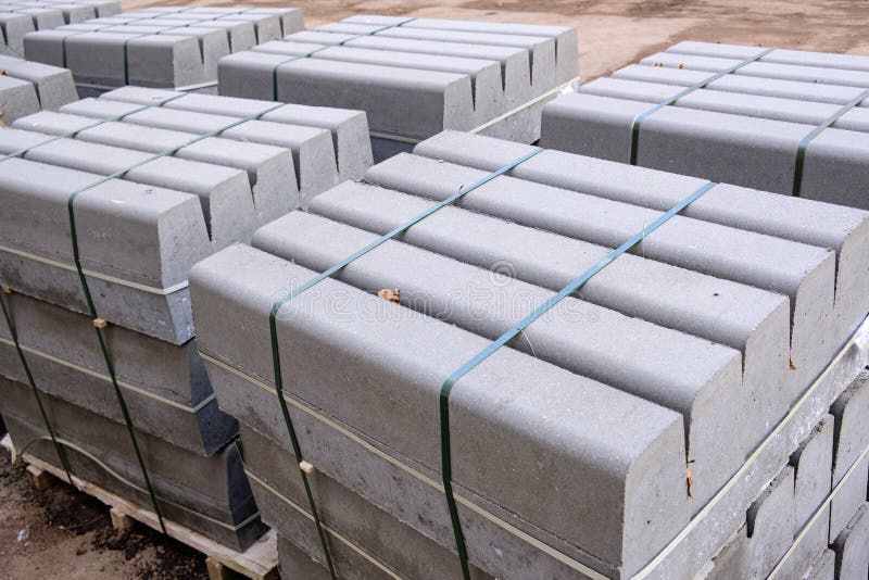 Stack of Packed Border Stones for Asphalt Road on Wooden Pallet Stock ...