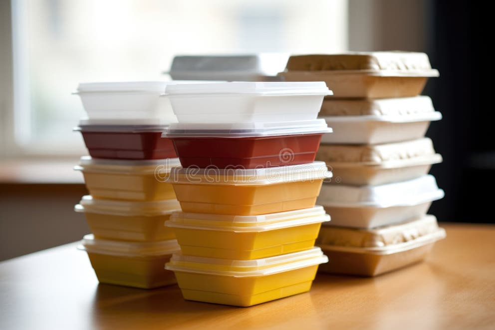 A Stack of Packed Fast Food Containers Stock Image - Image of stack ...