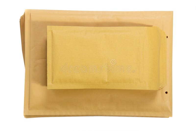 Stack of Padded Mailing Envelopes Isolated Stock Image - Image of kraft ...