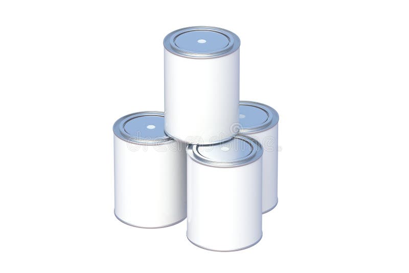 Stack of Paint Cans Isolated on White Background Stock Illustration ...